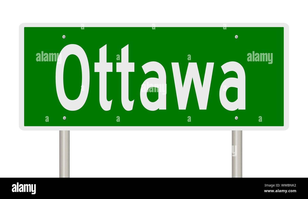 Rendering of a green road sign for Ottawa Canada Stock Photo - Alamy