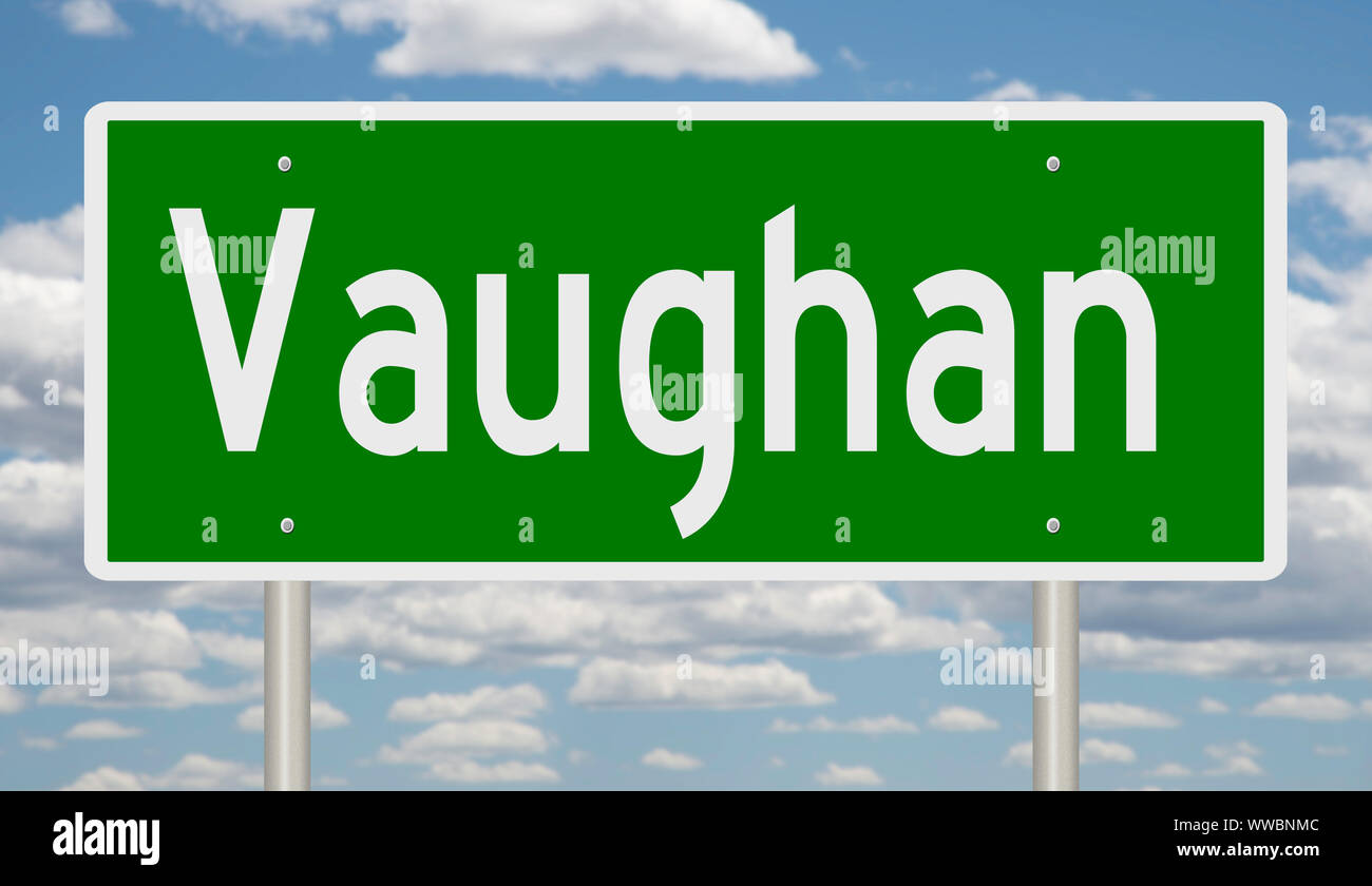 Rendering of a green road sign for Vaughan Ontario Canada Stock Photo ...