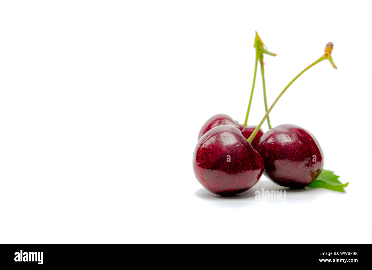 Red cherry with stalk hi-res stock photography and images - Alamy