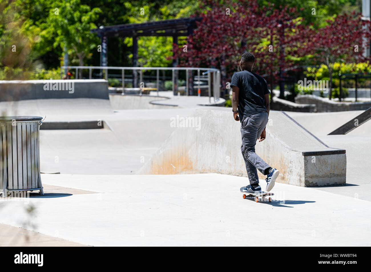 Atlanta, USA - April 20, 2018: Fourth Ward outdoor skate park in ...