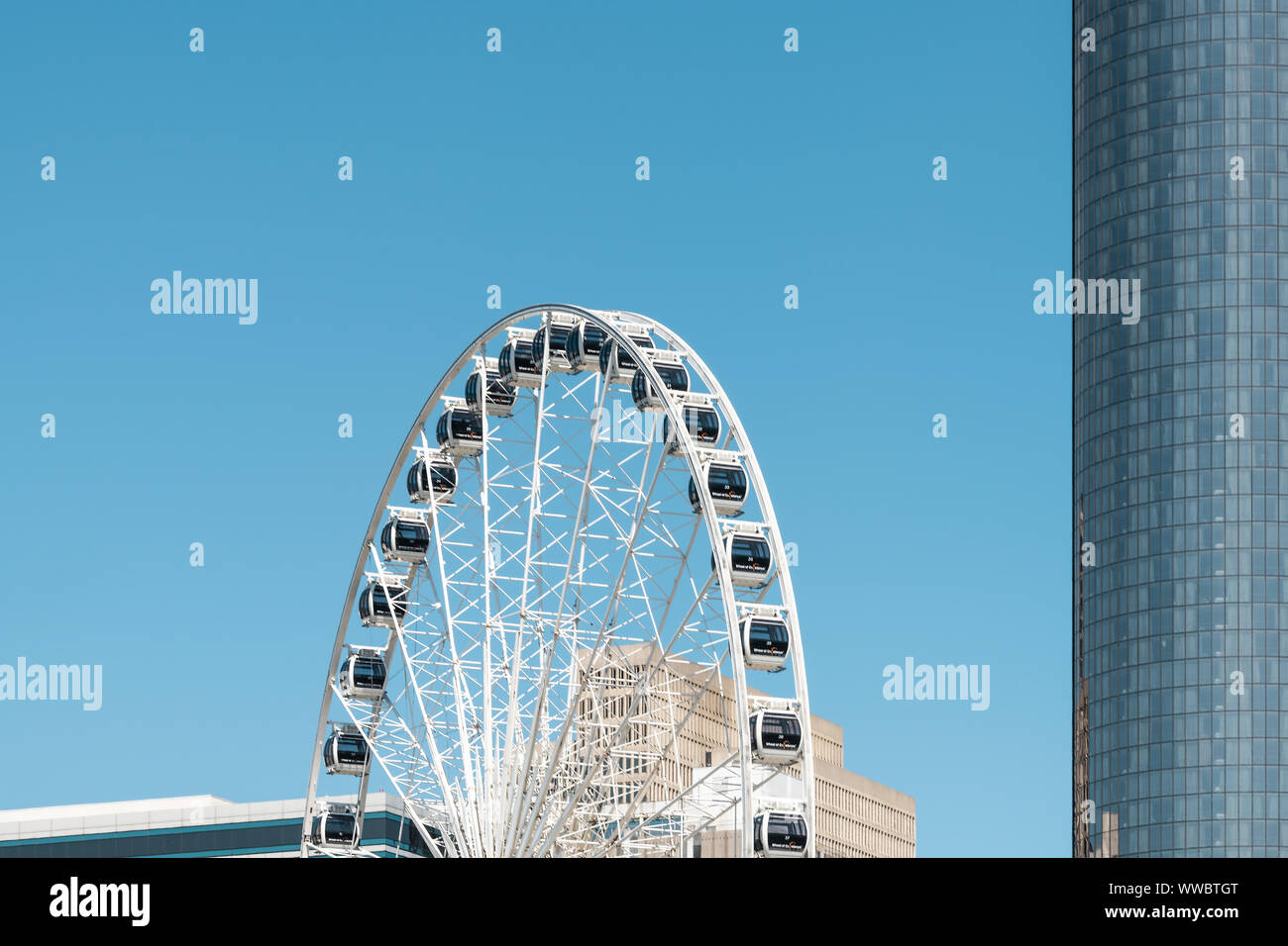 Atlanta, USA - April 20, 2018: Skyview Atlanta ferris wheel in ...