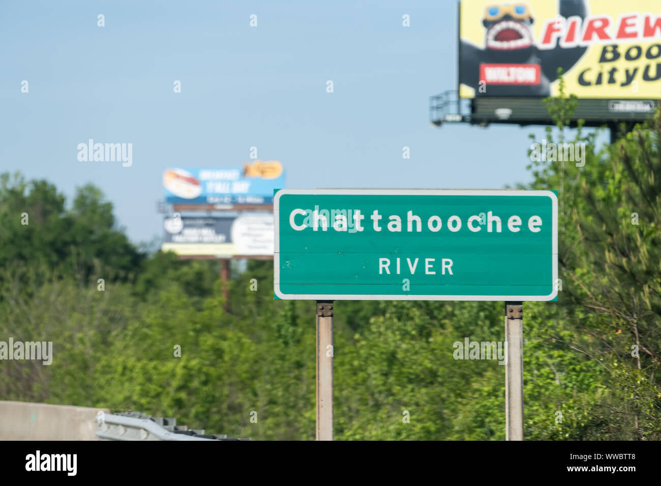 West Point, USA - April 21, 2018: Interstate 85 or i-85 highway with ...