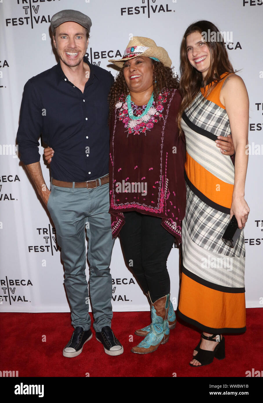 New York, NY, USA. 14th Sep, 2019. Dax Shepherd, Lake Bell and Pam ...