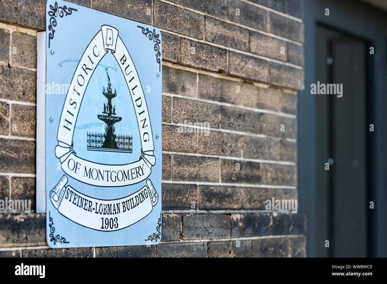 Montgomery, USA - April 21, 2018: Street sign in capital Alabama city ...