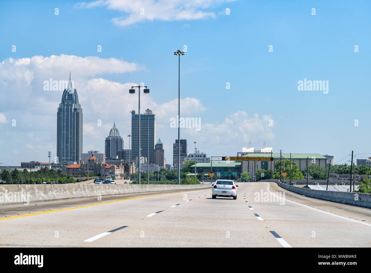 Mobile, USA - April 21, 2018: Alabama famous southern town city sky and ...