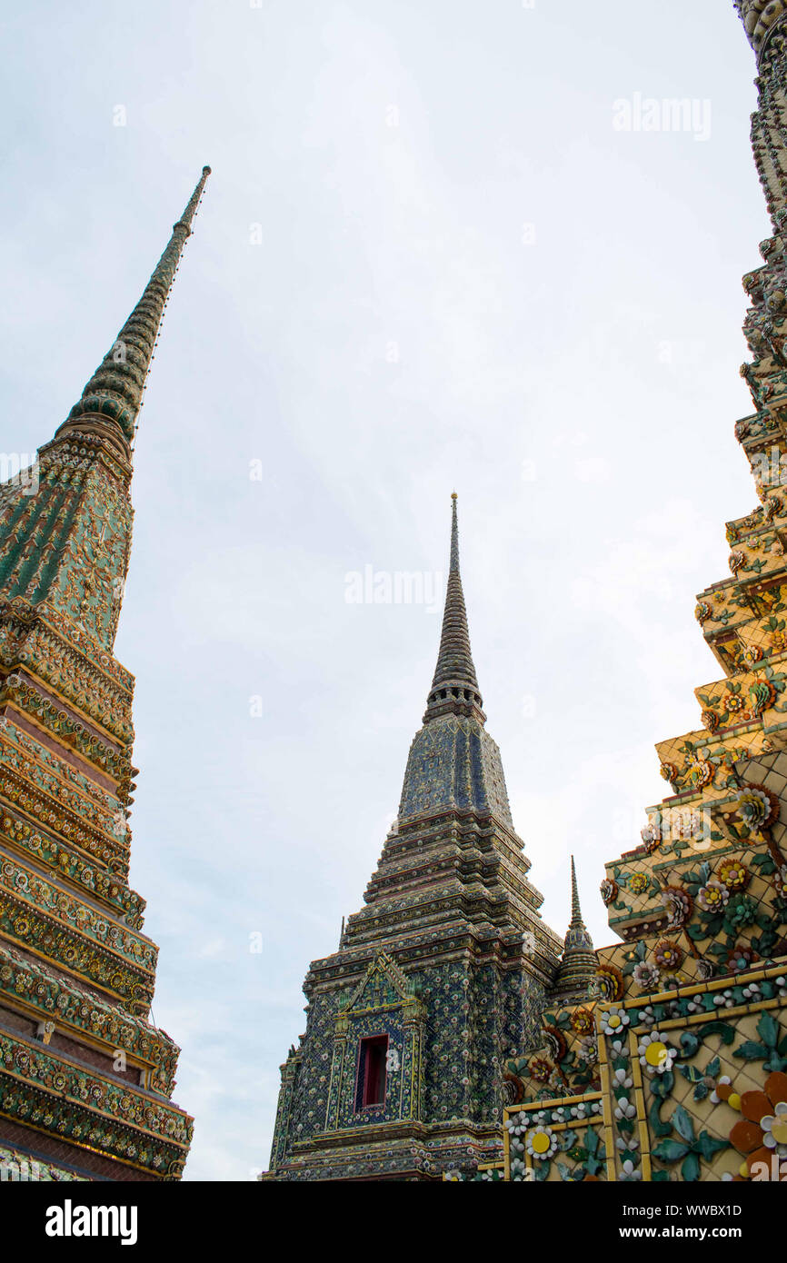 Detail of the Wat Pho Reclining Buddha temple complex in Bangkok ...