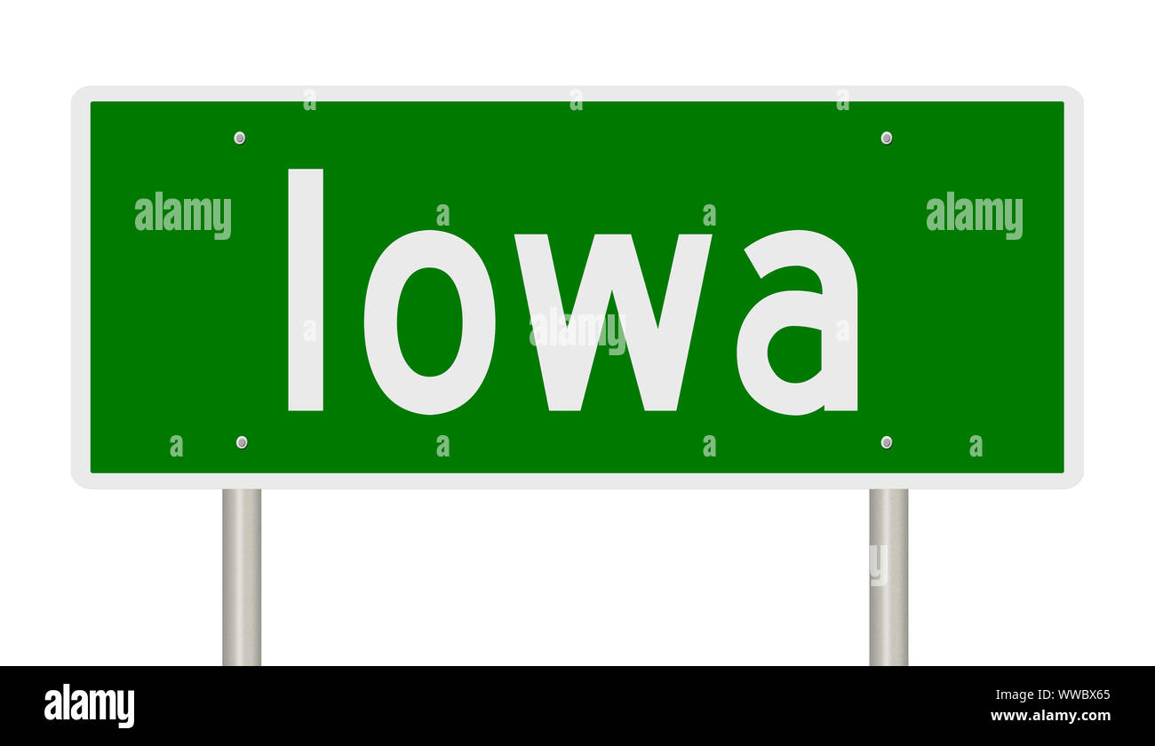 Rendering of a green road sign for Iowa Stock Photo - Alamy