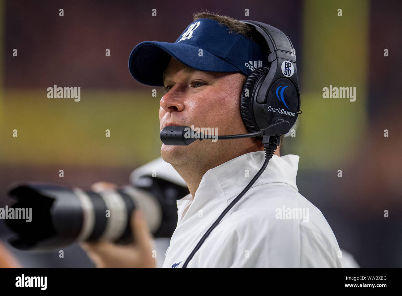 Houston, TX, USA. 14th Sep, 2019. Rice Owls head coach Mike Bloomgren ...