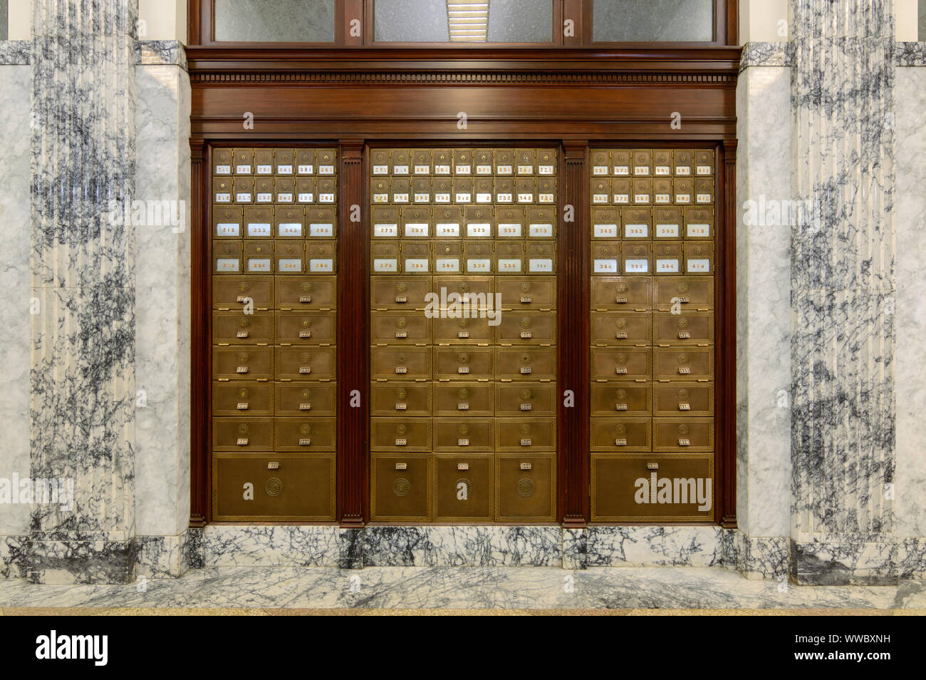 Brass post office boxes hi-res stock photography and images - Alamy