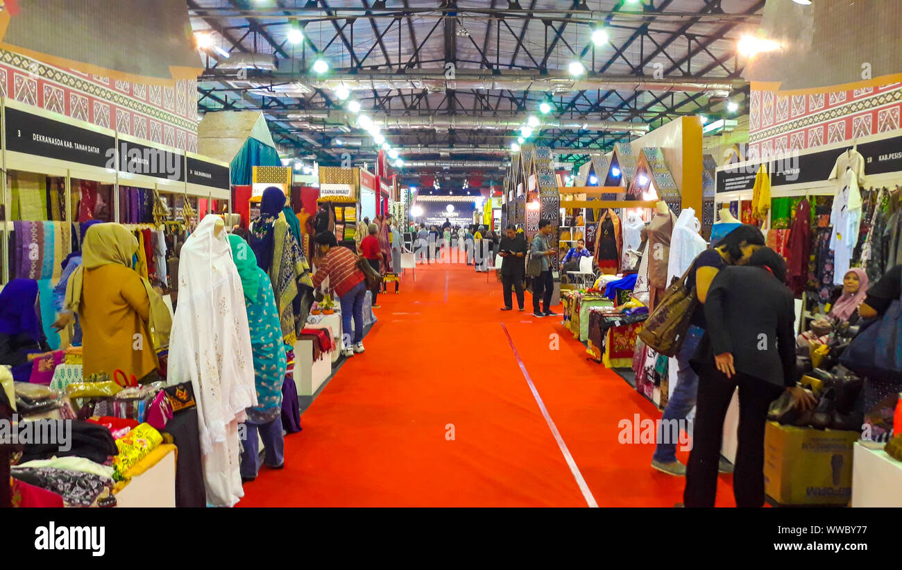 JAKARTA, INDONESIA, SEPTEMBER 15 2019 : View on exhibition stands of ...