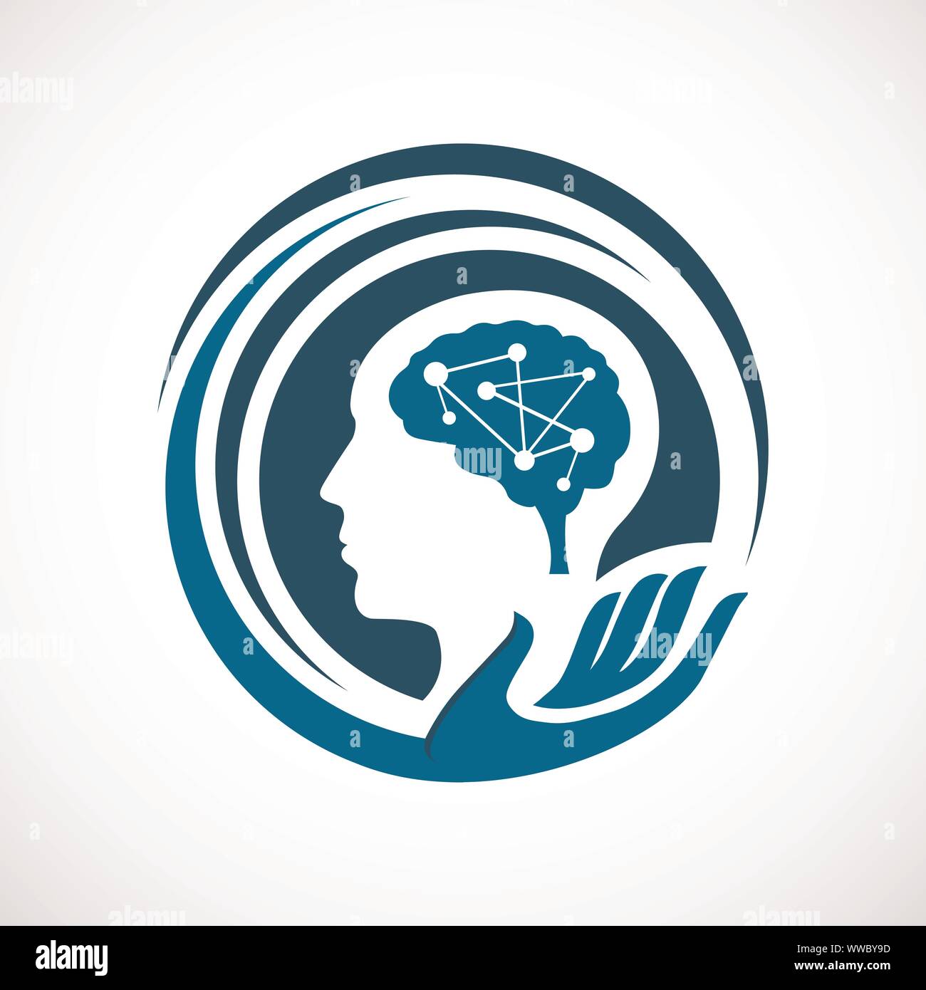 Digital human brain vector logo hi-res stock photography and images - Alamy