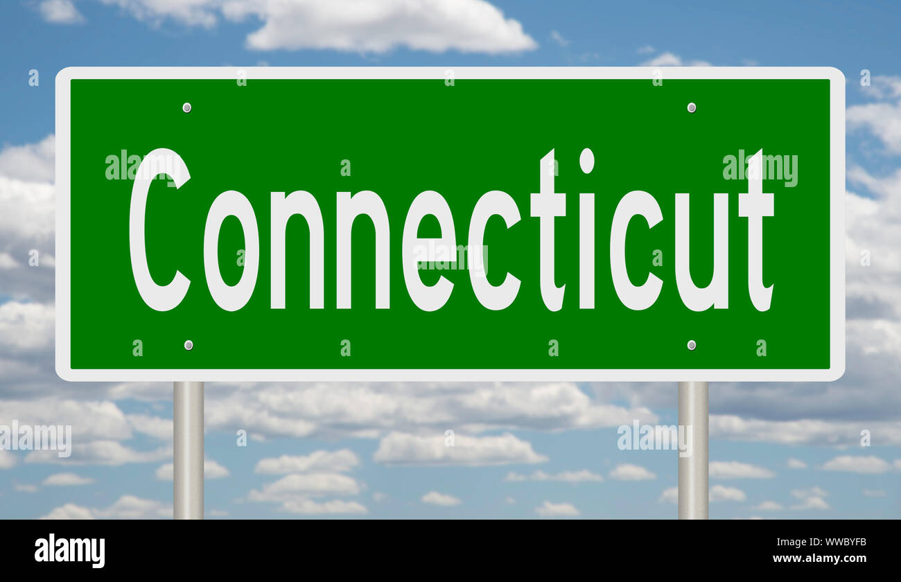 Rendering of a green road sign for Connecticut Stock Photo - Alamy