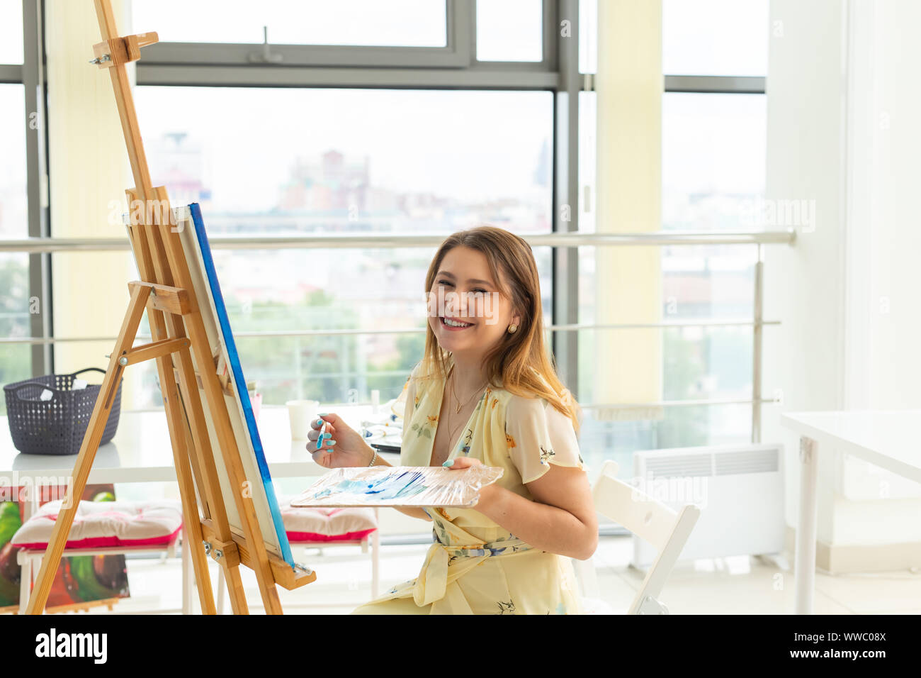 School of art, college of arts, education for group of young students ...
