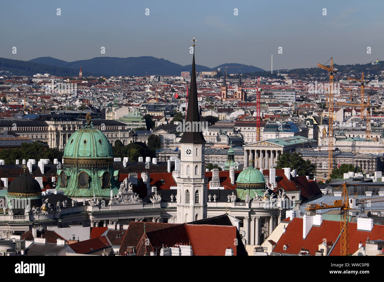 Church tower and palaces Vienna cityscape Austria Stock Photo - Alamy