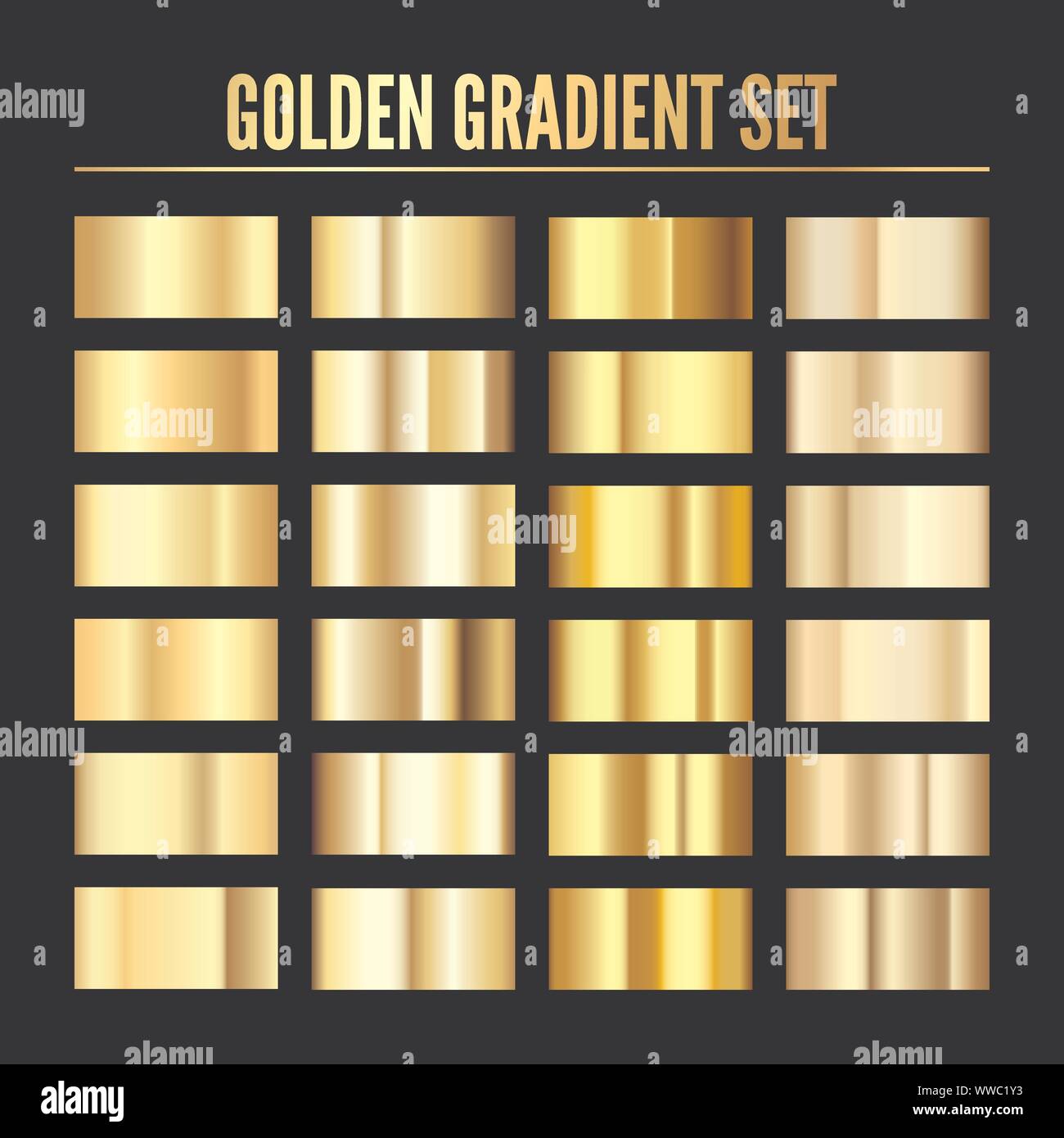 Golden Metal Realistic Gradient. Collection of Gold Pattern. Shine Gold ...