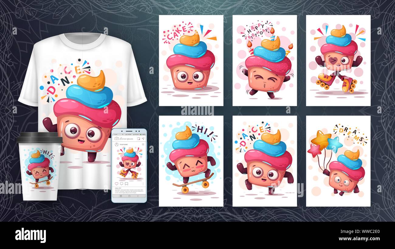 Cute cake poster and merchandising Stock Vector Image & Art - Alamy