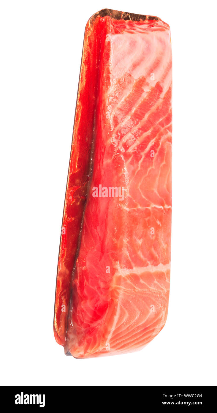 piece of red fish fillet isolated on white Stock Photo - Alamy