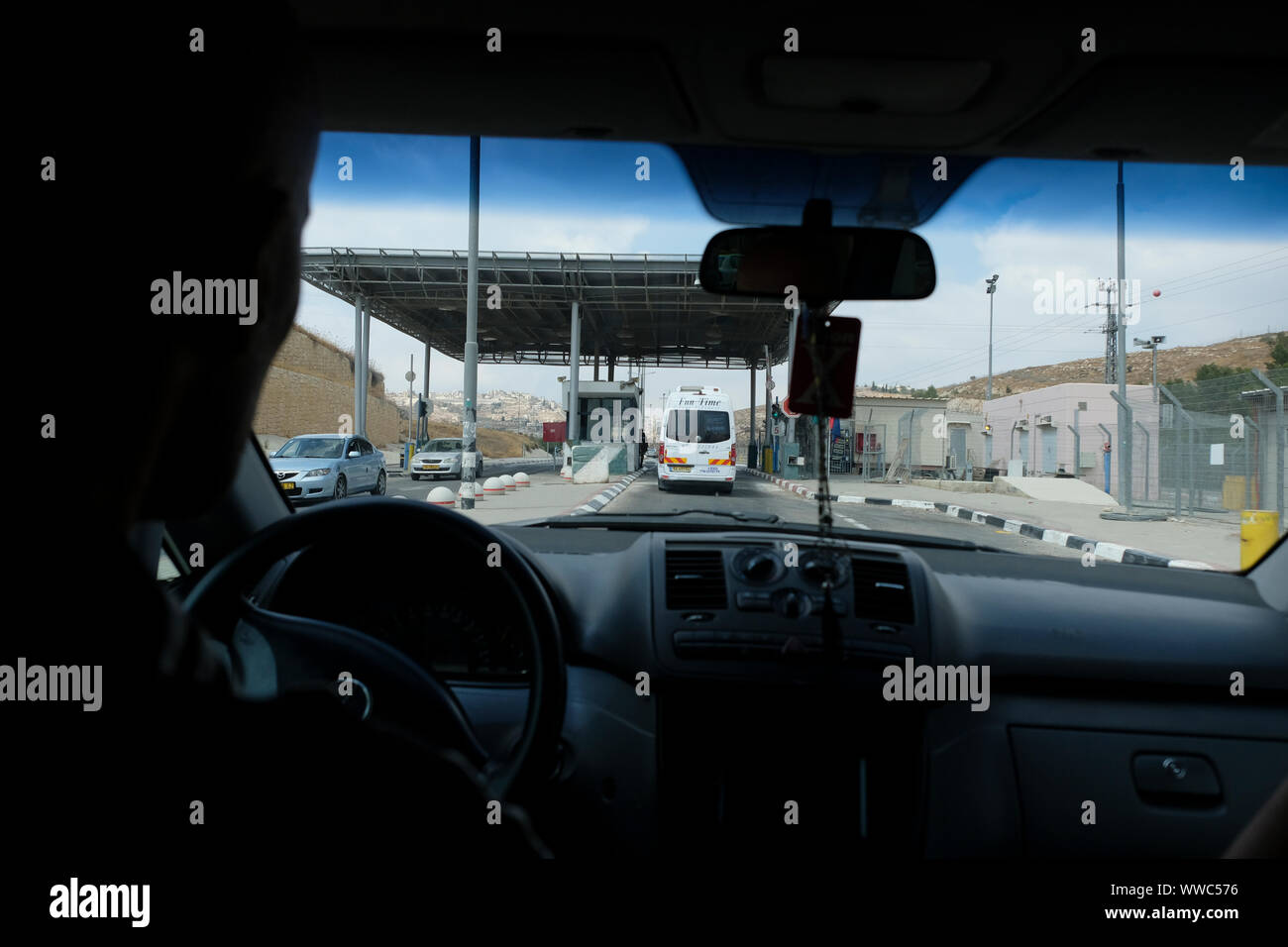 A driver approaching an Israeli checkpoint at the entrance to Bethlehem ...