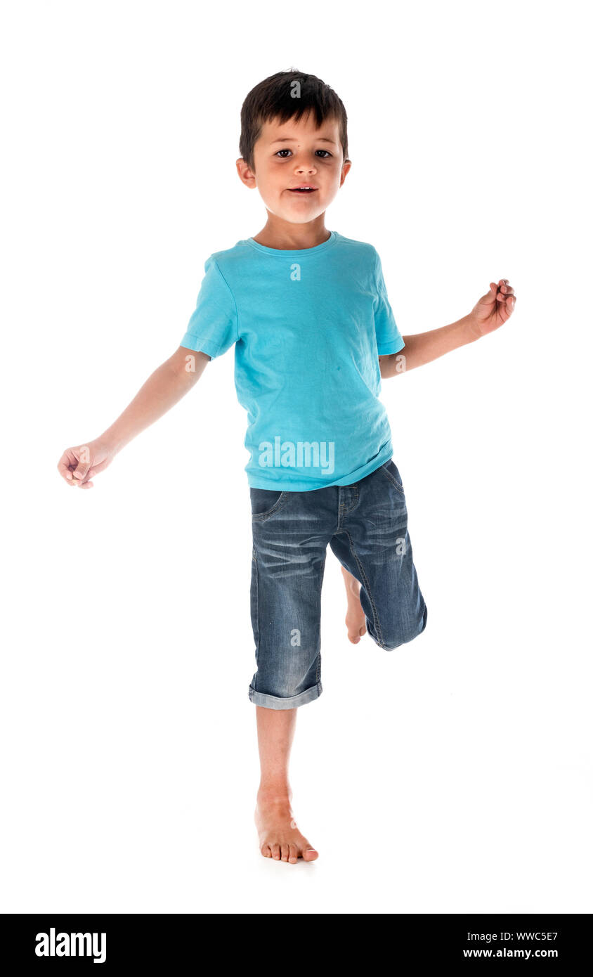 playing child in font of white background Stock Photo - Alamy