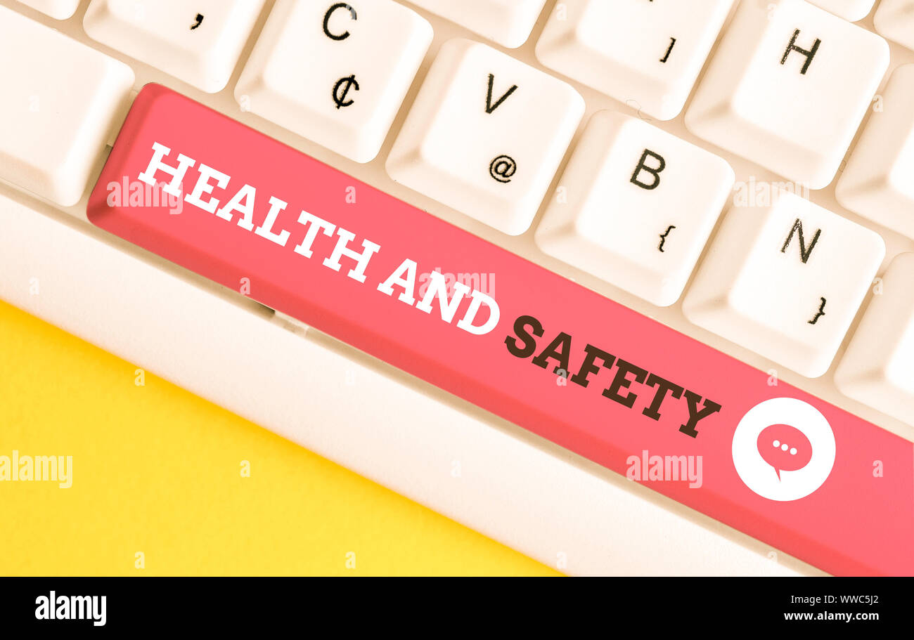 Writing note showing Health And Safety. Business concept for procedures ...