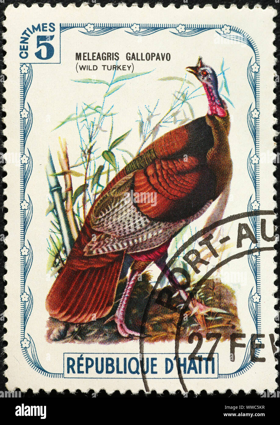 Wild turkey painted by Audobon on postage stamp Stock Photo - Alamy