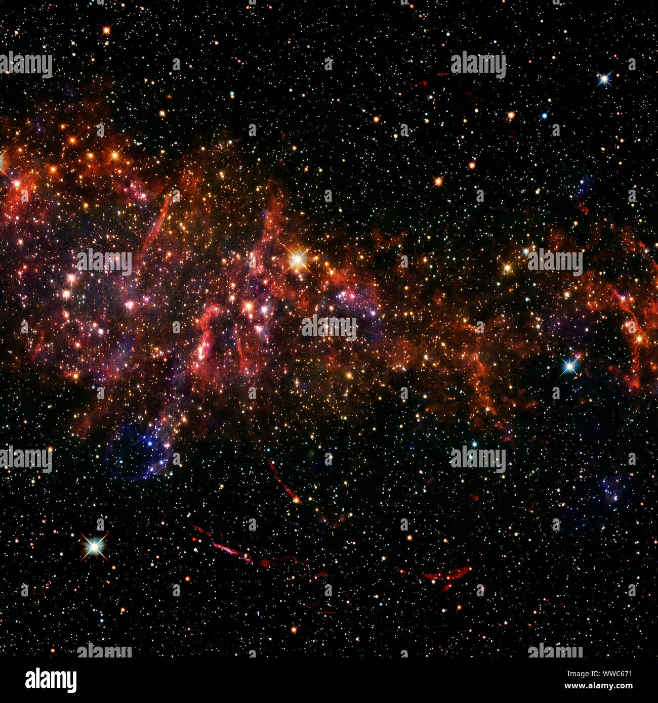 Universe scene with planets, stars and galaxies in outer space ...