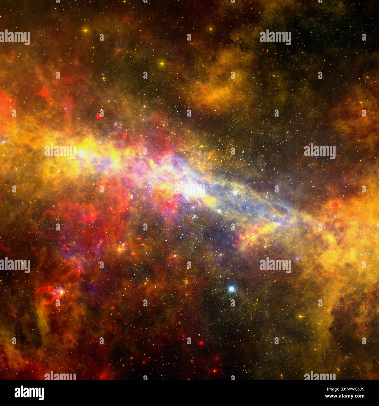 Universe scene with planets, stars and galaxies in outer space ...
