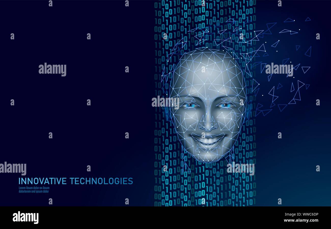 Low poly female human face biometric identification. Recognition system ...
