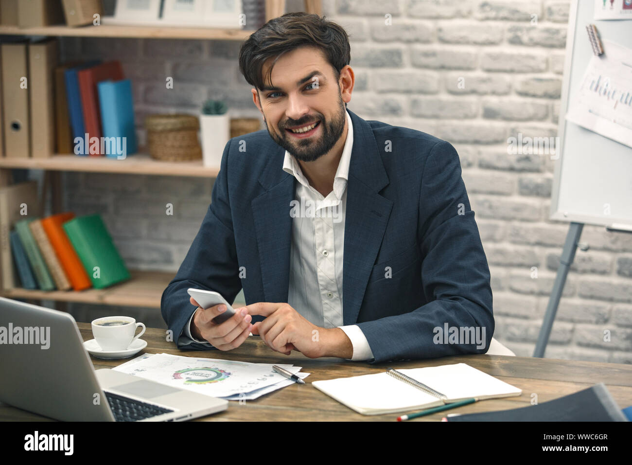 Business man middle aged working in the office Stock Photo - Alamy