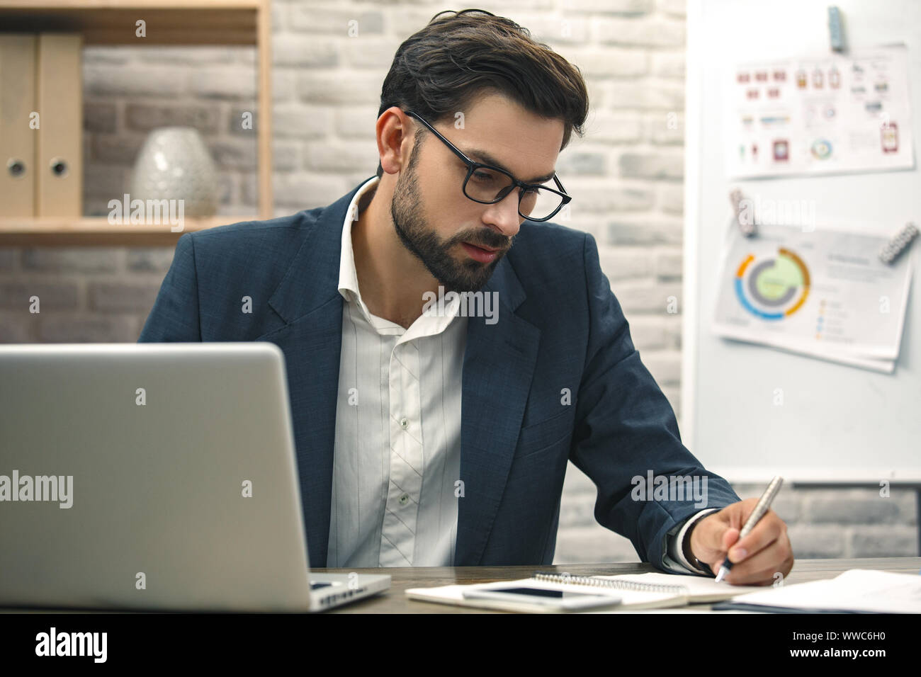 Business man middle aged working in the office Stock Photo - Alamy