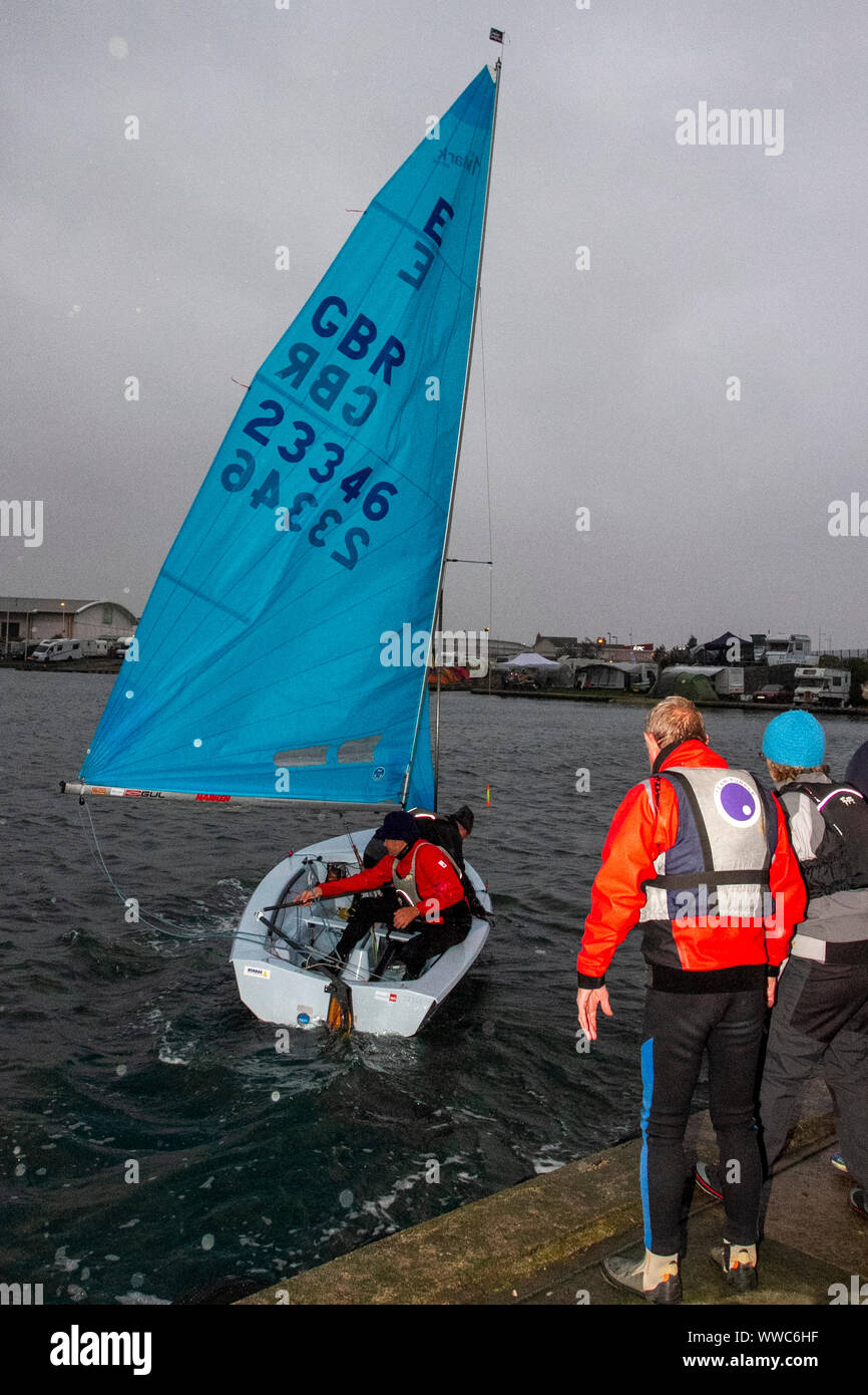 Enterprise Nationals blue sail E GBR 14-foot dinghy raced, cruised ...