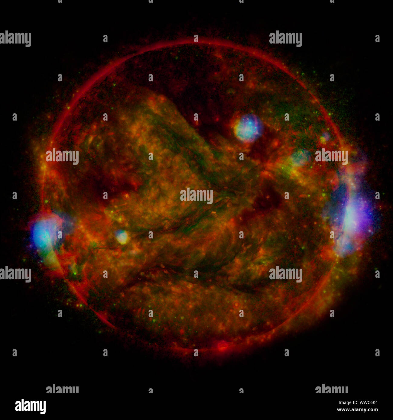 Extremely hot star. Flaring of Sun. Beauty of endless universe ...