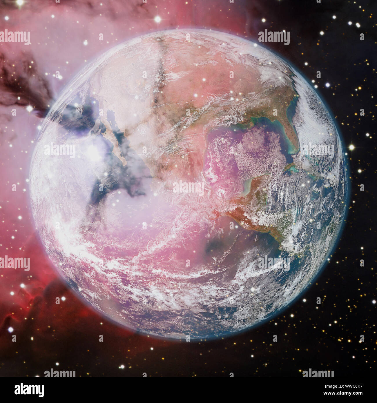 Planet Earth in deep space, cosmic landscape. Elements of this image ...