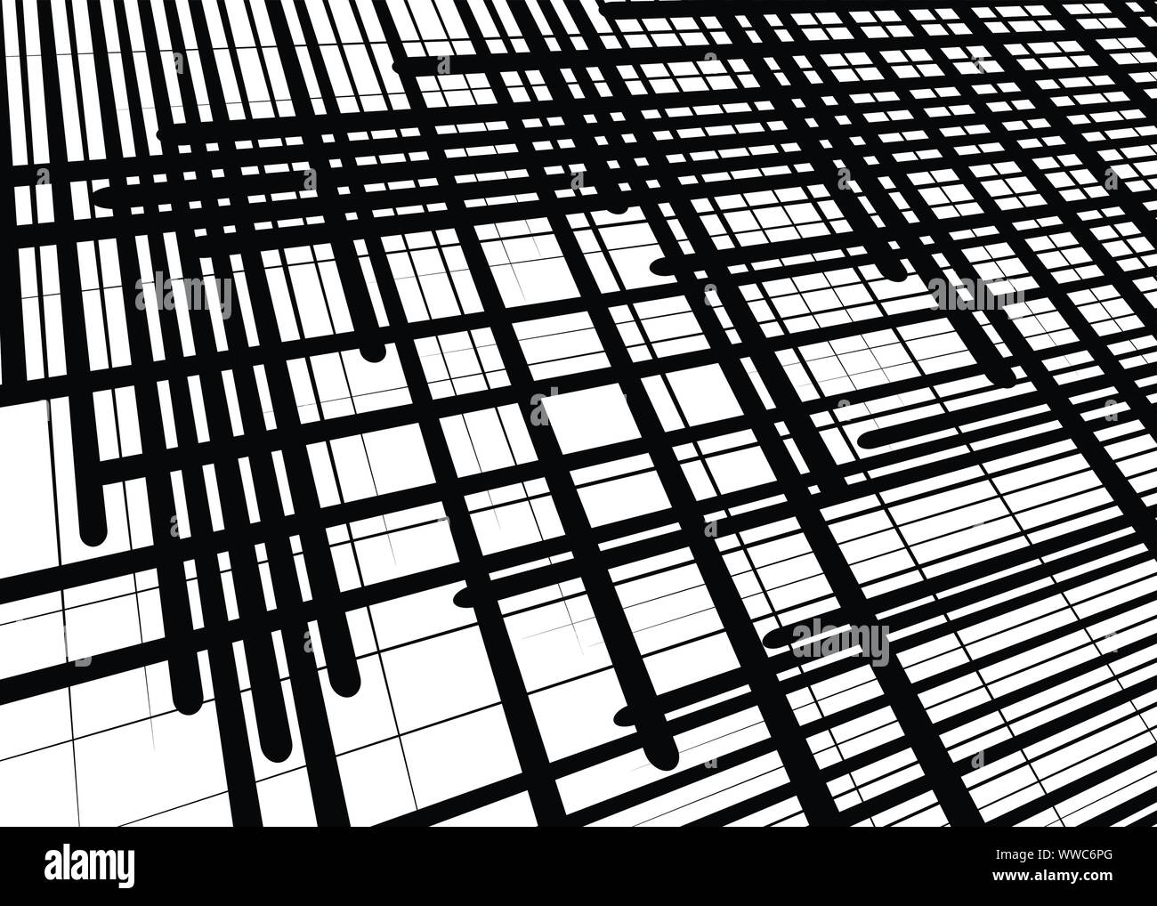 Grid, mesh with dynamic lines. Intersecting stripes. Irregular grating, lattice texture ...