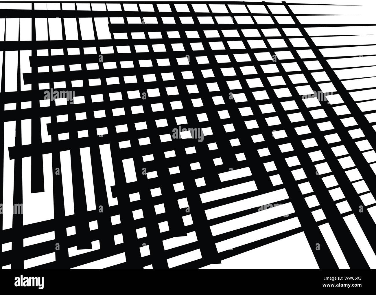 Grid, mesh with dynamic lines. Intersecting stripes. Irregular grating, lattice texture ...