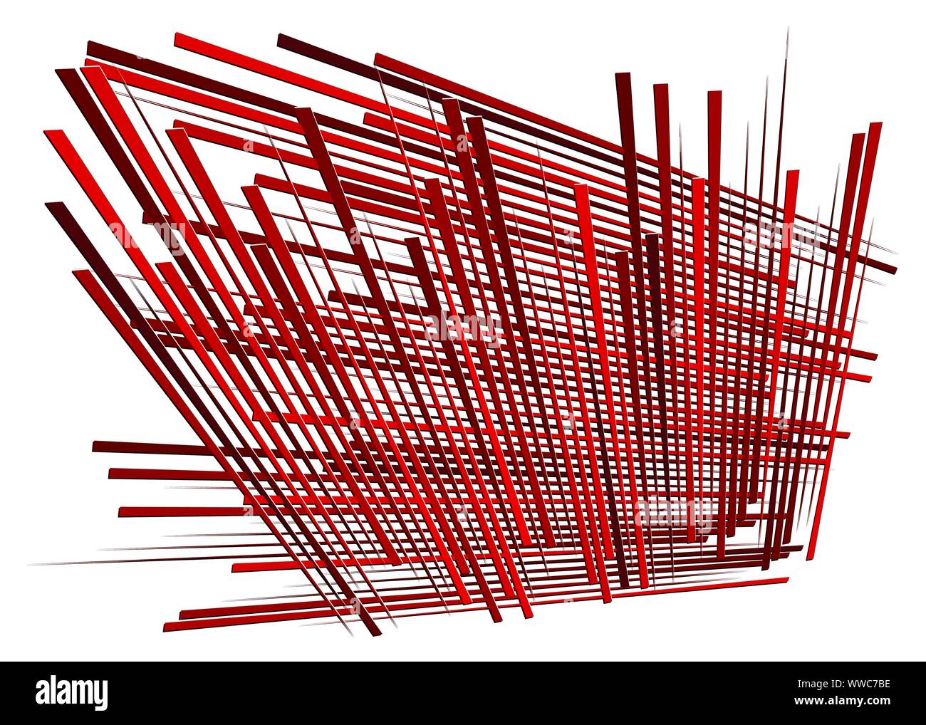 Grid, mesh with dynamic lines. Intersecting stripes. Irregular grating ...
