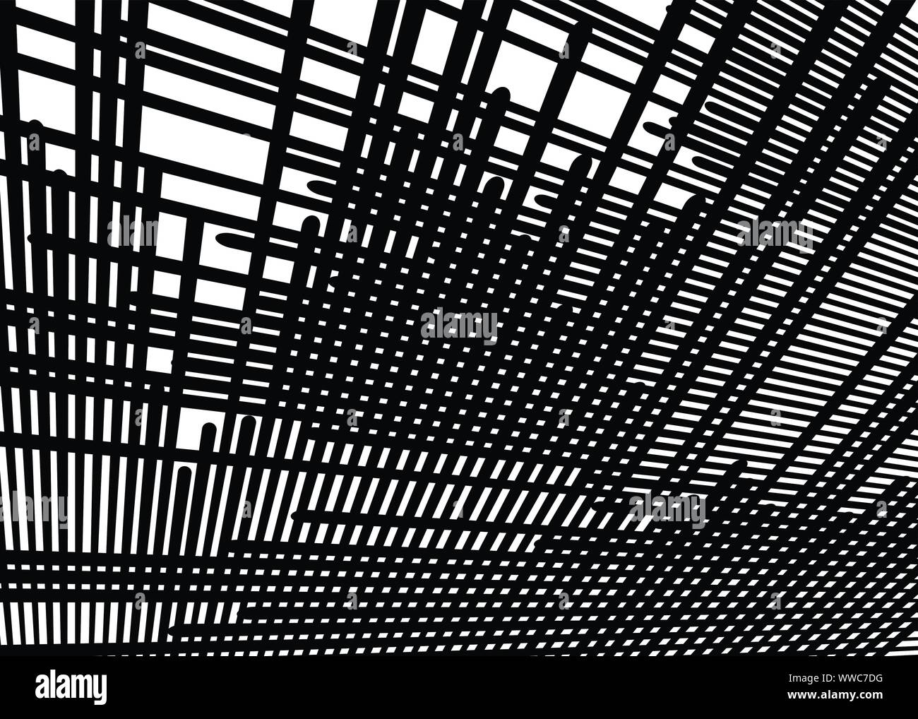 Grid, mesh with dynamic lines. Intersecting stripes. Irregular grating, lattice texture ...