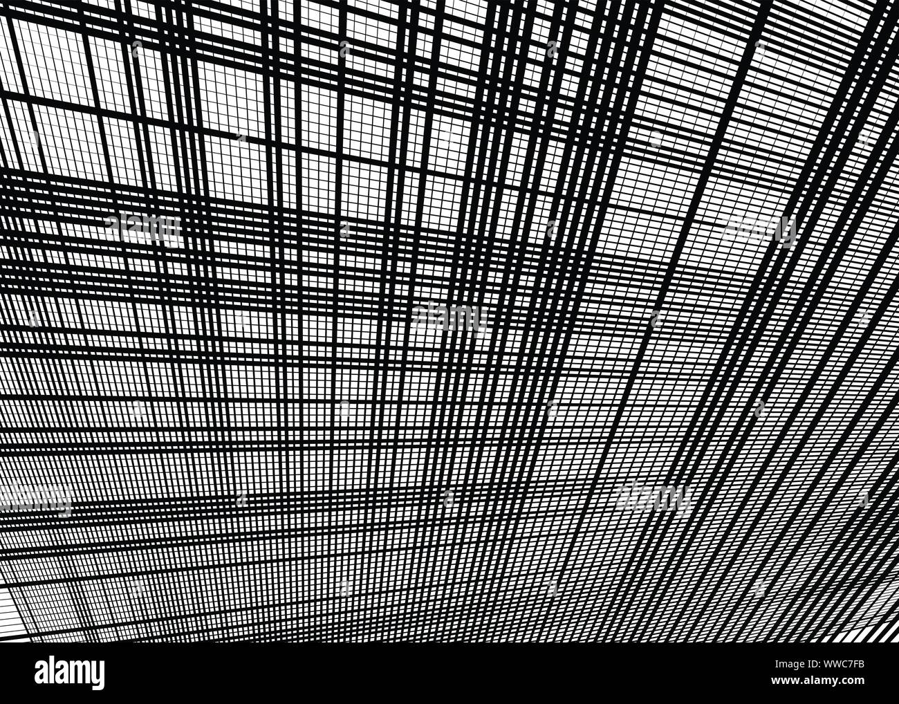 Grid, mesh with dynamic lines. Intersecting stripes. Irregular grating, lattice texture ...