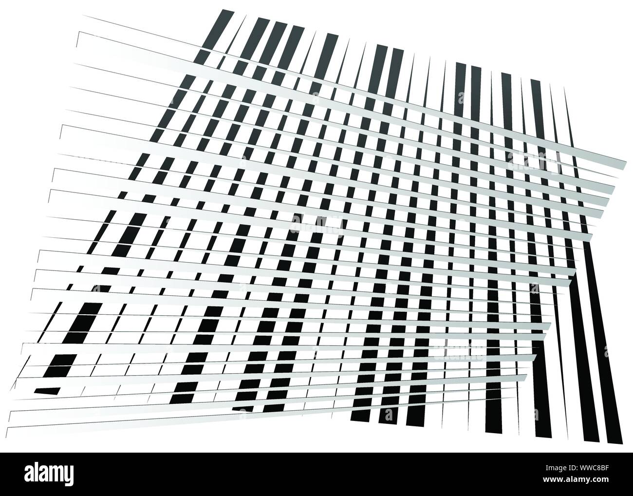 Grid, mesh with dynamic lines. Intersecting stripes. Irregular grating ...