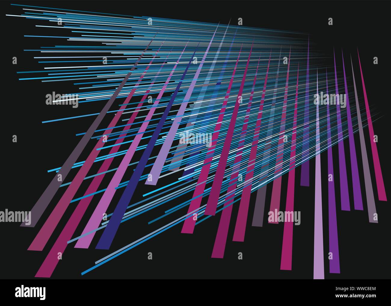 Grid, mesh with dynamic lines. Intersecting stripes. Irregular grating ...