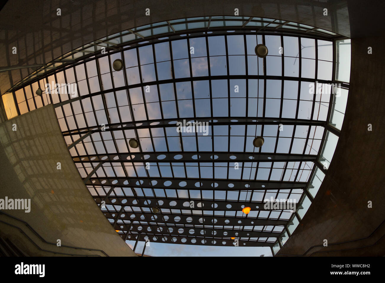 glass ceiling with window. Wide angle ceiling image Stock Photo - Alamy