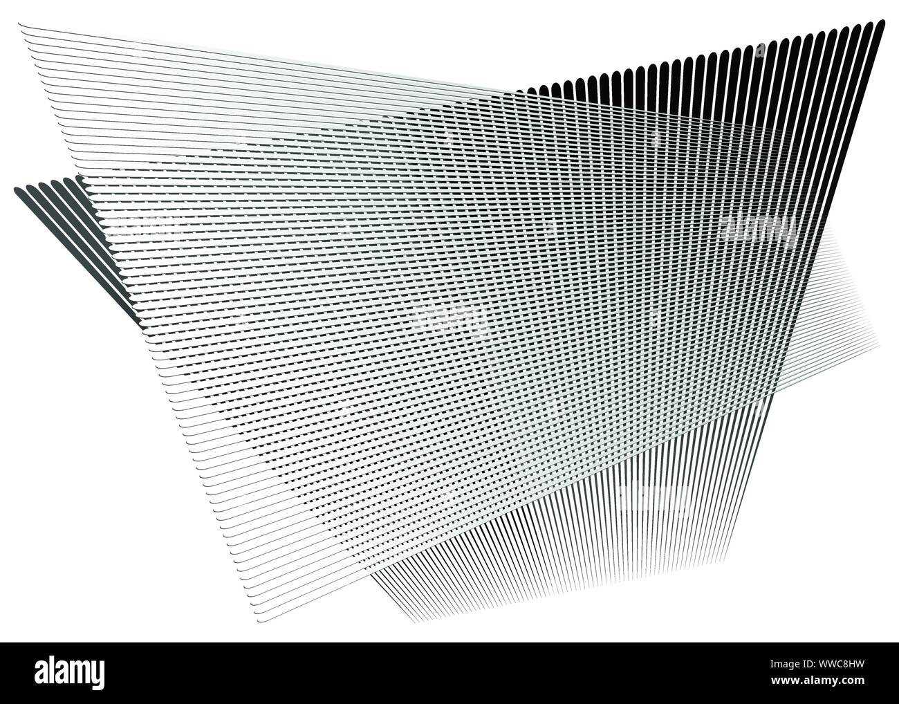 Grid, mesh with dynamic lines. Intersecting stripes. Irregular grating ...