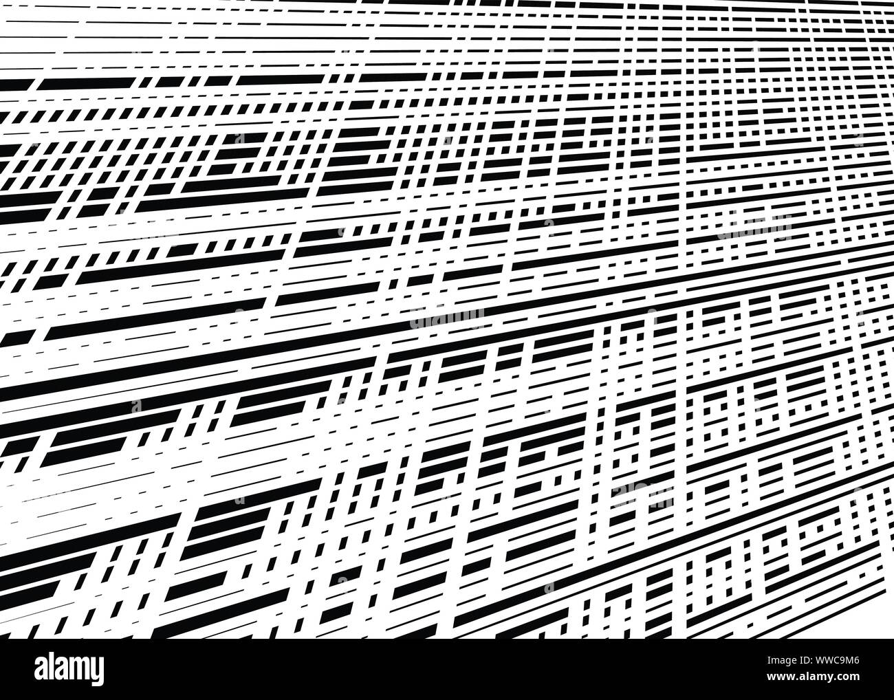 Grid, mesh with intermittent, dashed lines. Intersecting dynamic stripes. Irregular grating ...