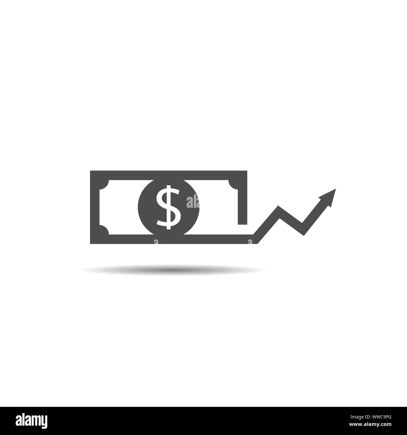 Dollar icon. Money sign isolated, Dollar symbol with arrow Vector ...