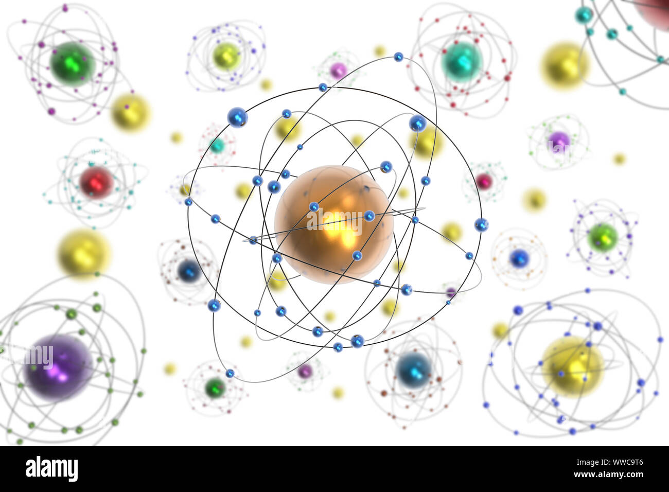 3D illustration. Abstract image. Space, atoms, planets, molecules ...