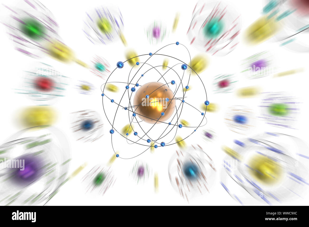 3D illustration. Abstract image. Space, atoms, planets, molecules ...