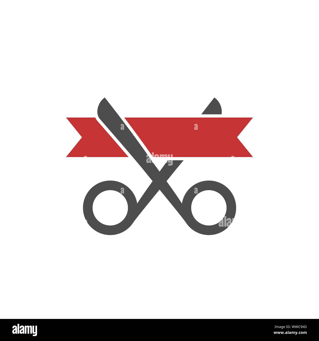 Grand opening icon. Scissors and ribbon sign, Vector illustration Stock ...