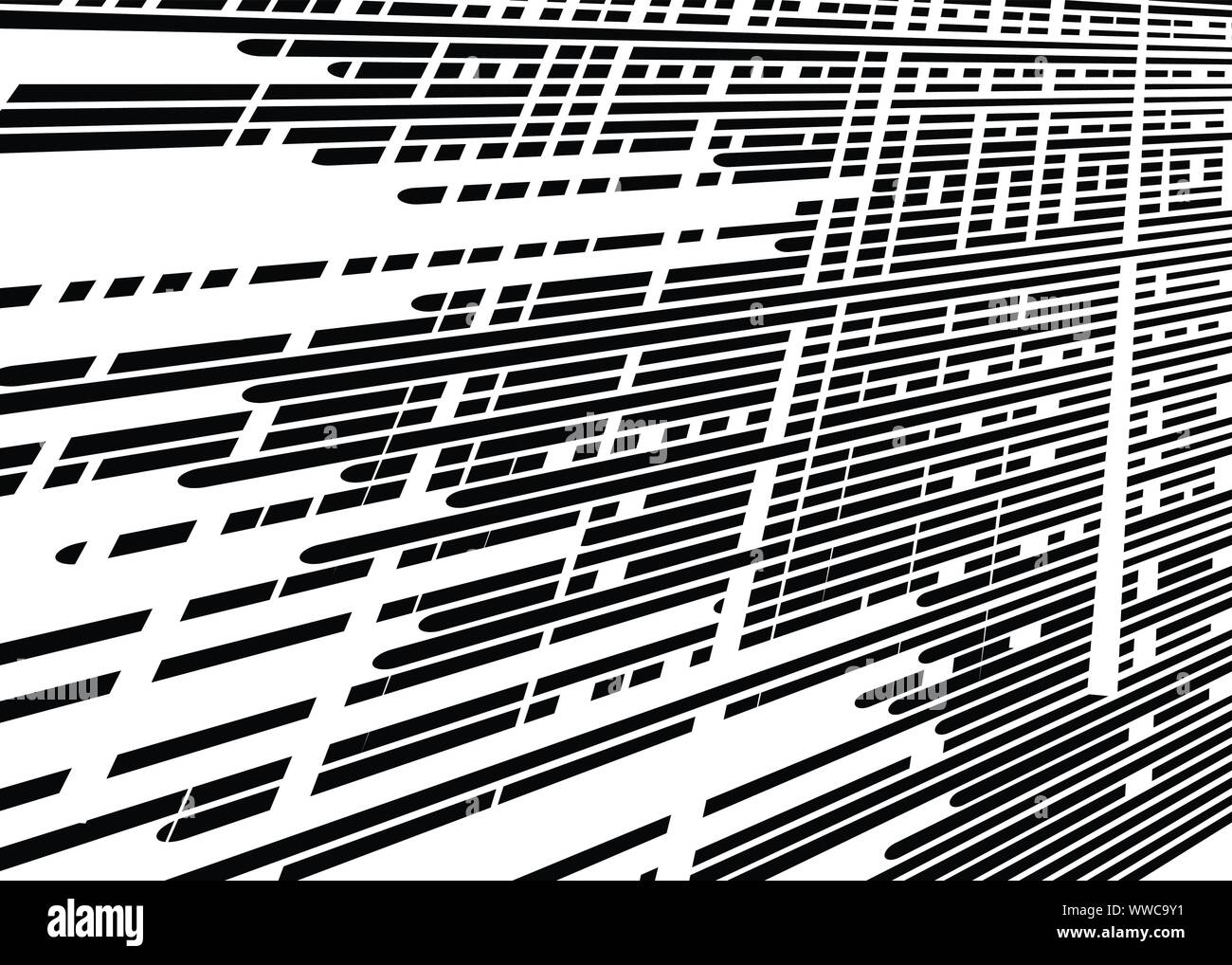 Grid, mesh with intermittent, dashed lines. Intersecting dynamic ...