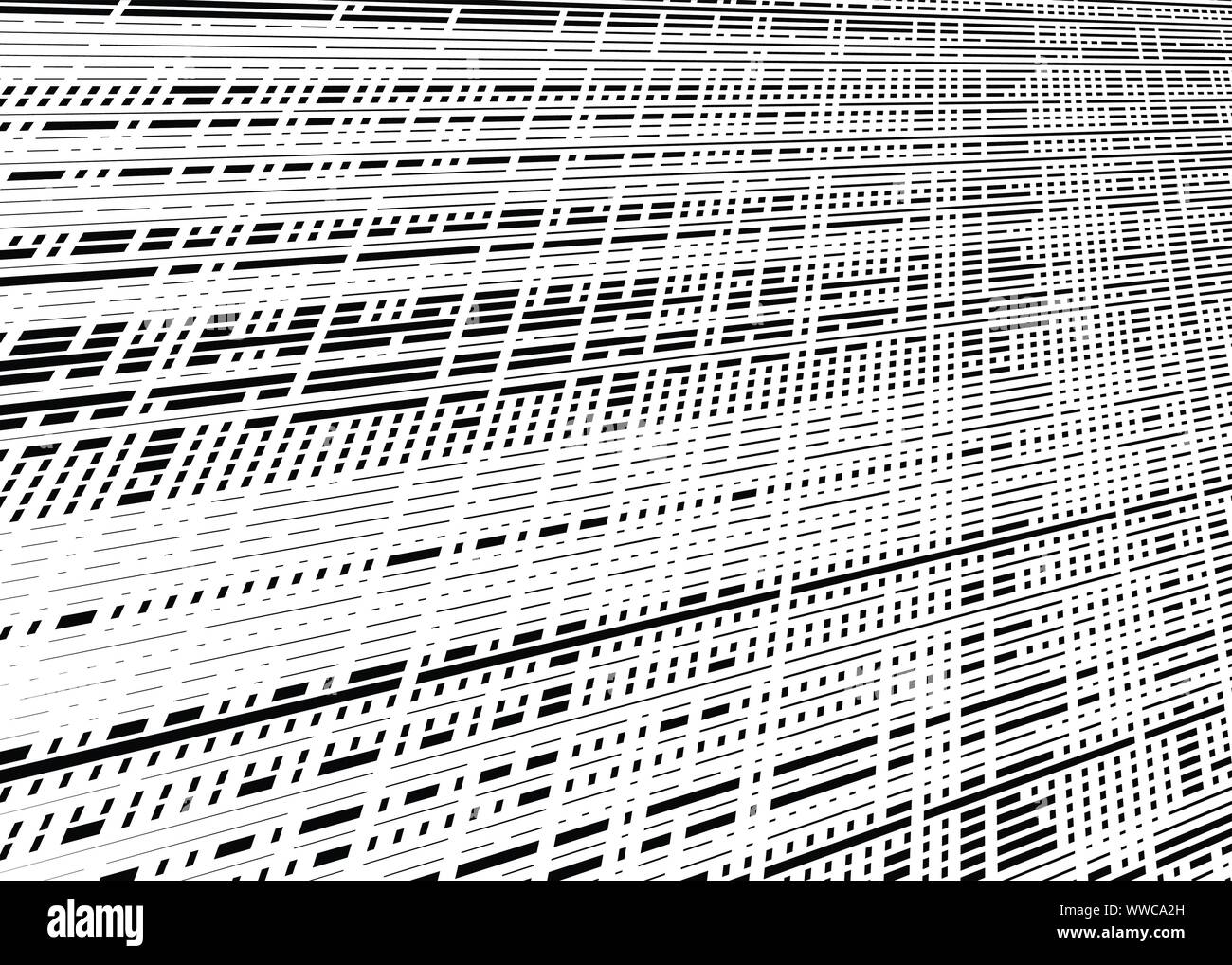 Grid, mesh with intermittent, dashed lines. Intersecting dynamic stripes. Irregular grating ...