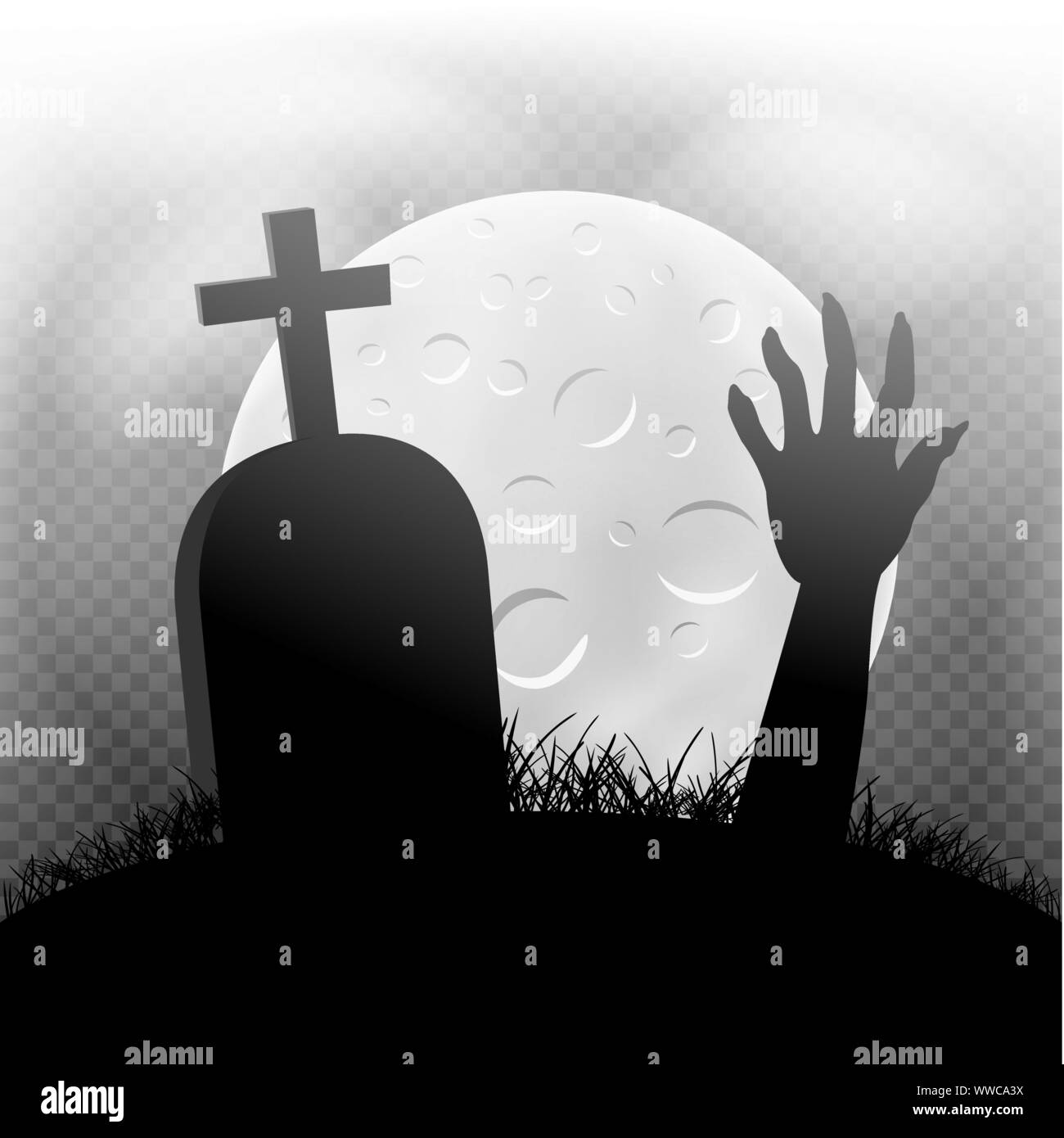 Halloween zombie hand grave in moonlight Stock Vector Image & Art - Alamy